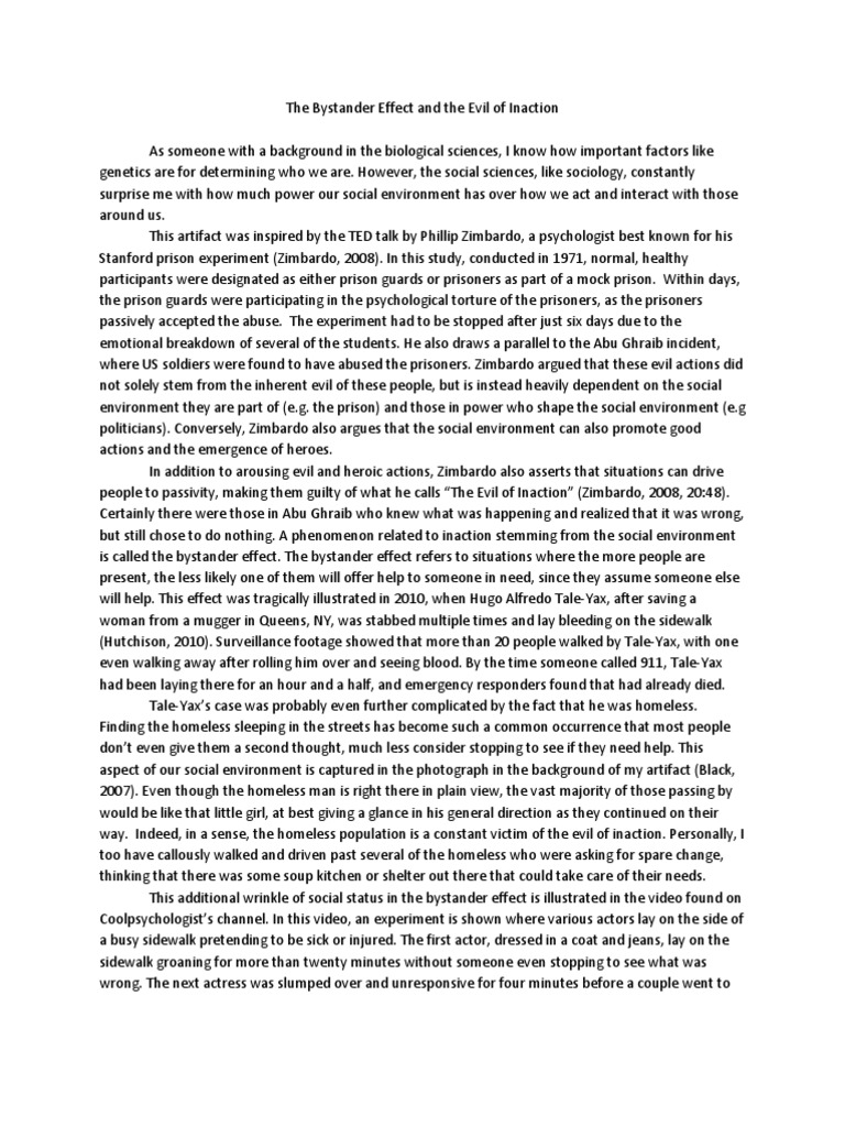 The Bystander Effect and The Evil of Inaction | PDF | Psychology ...