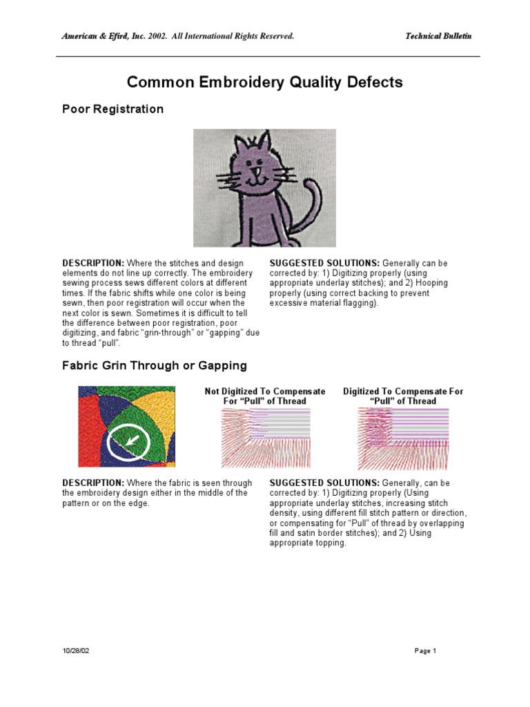 Common Embroidery Quality Defects | PDF | Embroidery | Sewing