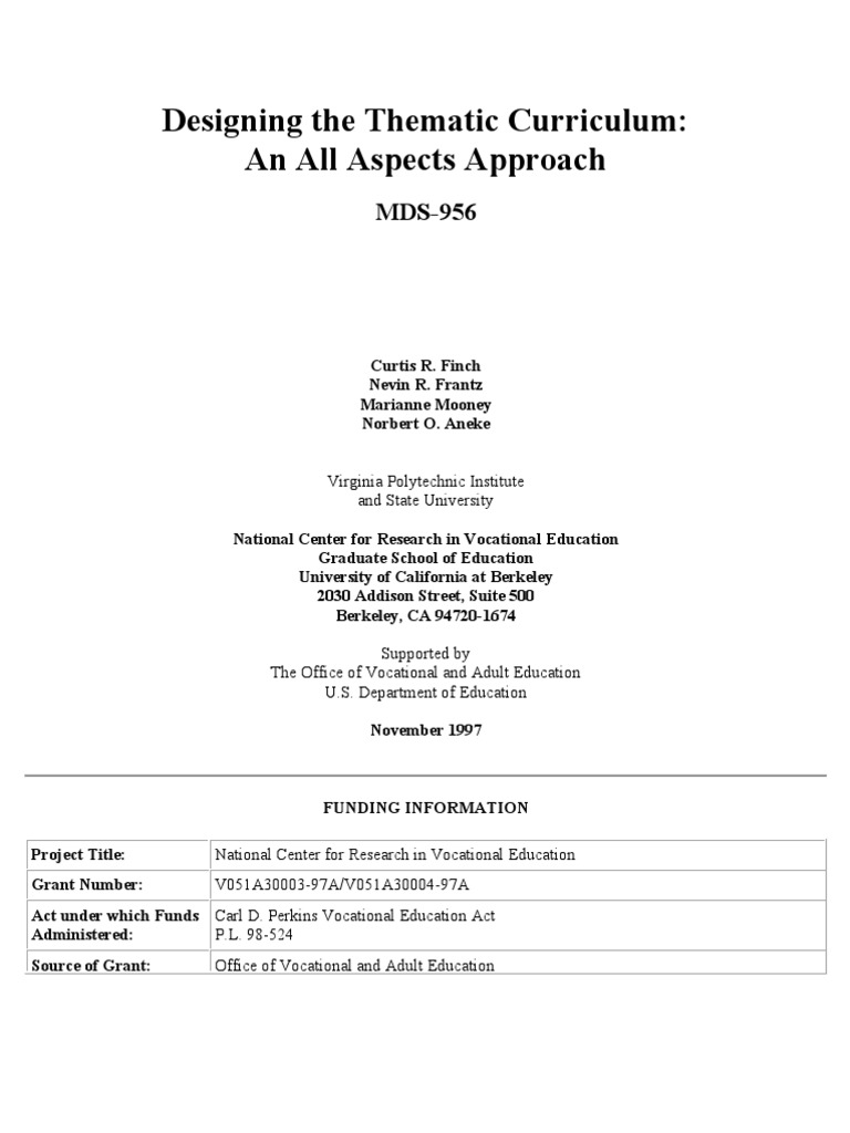 Designing The Thematic Curriculum | PDF | Curriculum | Secondary School