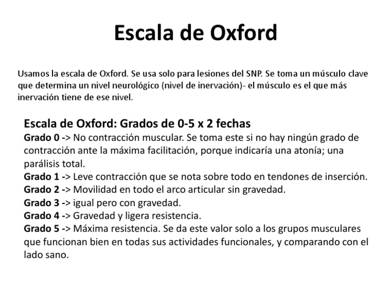 Escala de Oxford Fuerza - Neuromuscular | PDF | Salud y bienestar