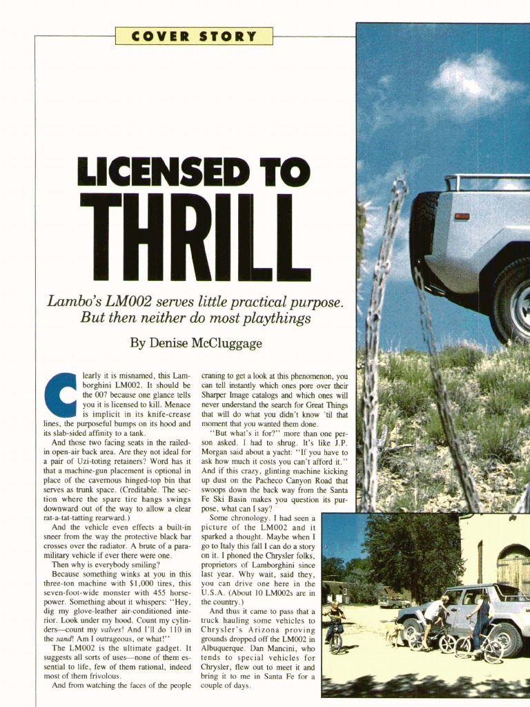 Lamborghini LM002 Review: The Ultimate Gadget | PDF | Tire | Vehicles