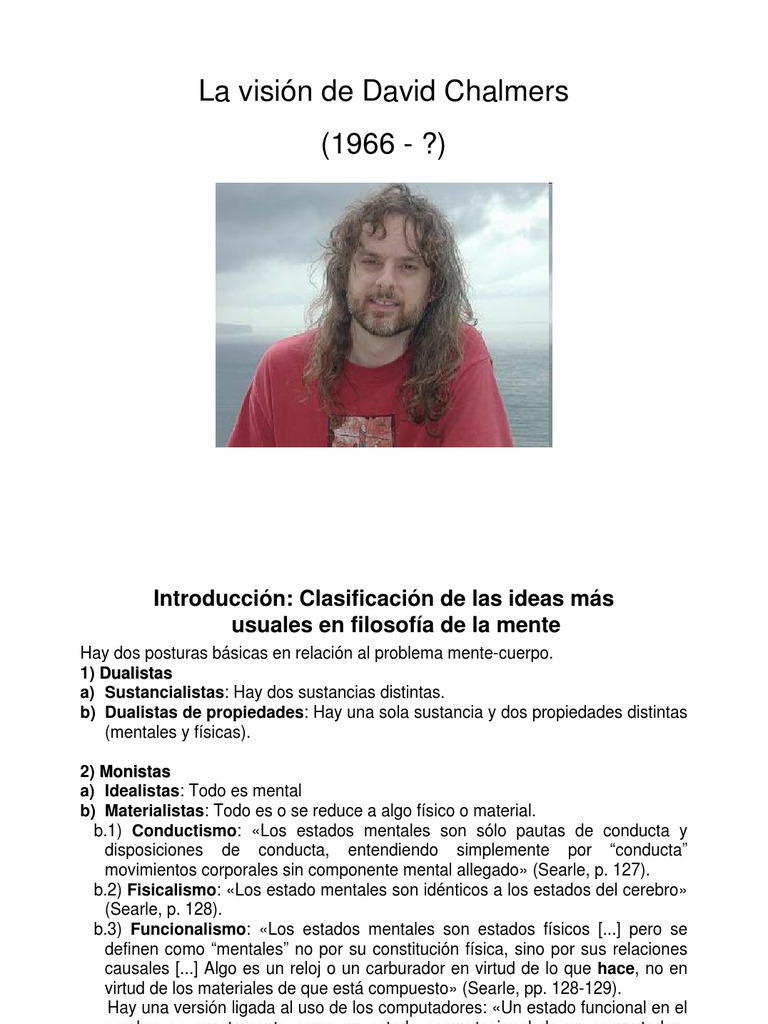David Chalmers | PDF | Filosofía de la mente | Problema mente-cuerpo