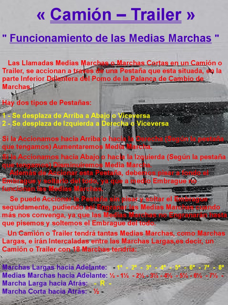 Camión - Trailer - Funcionamiento Medias Marchas | PDF | Embrague | Science