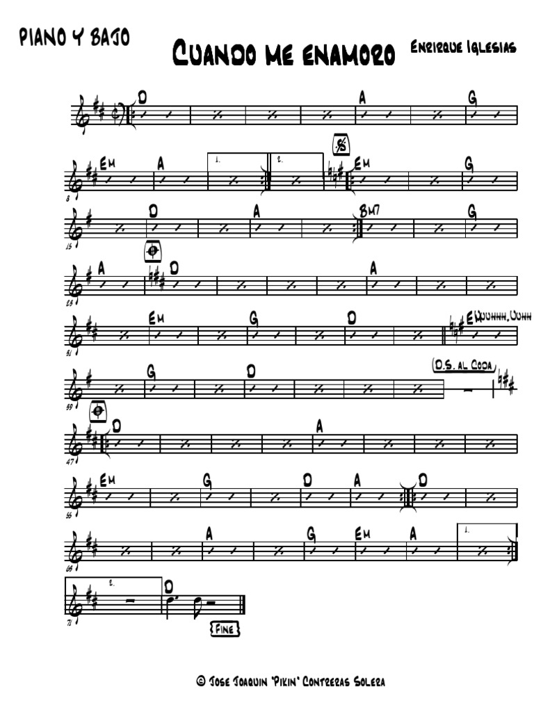 Cuando Me Enamoro - PIANO | PDF