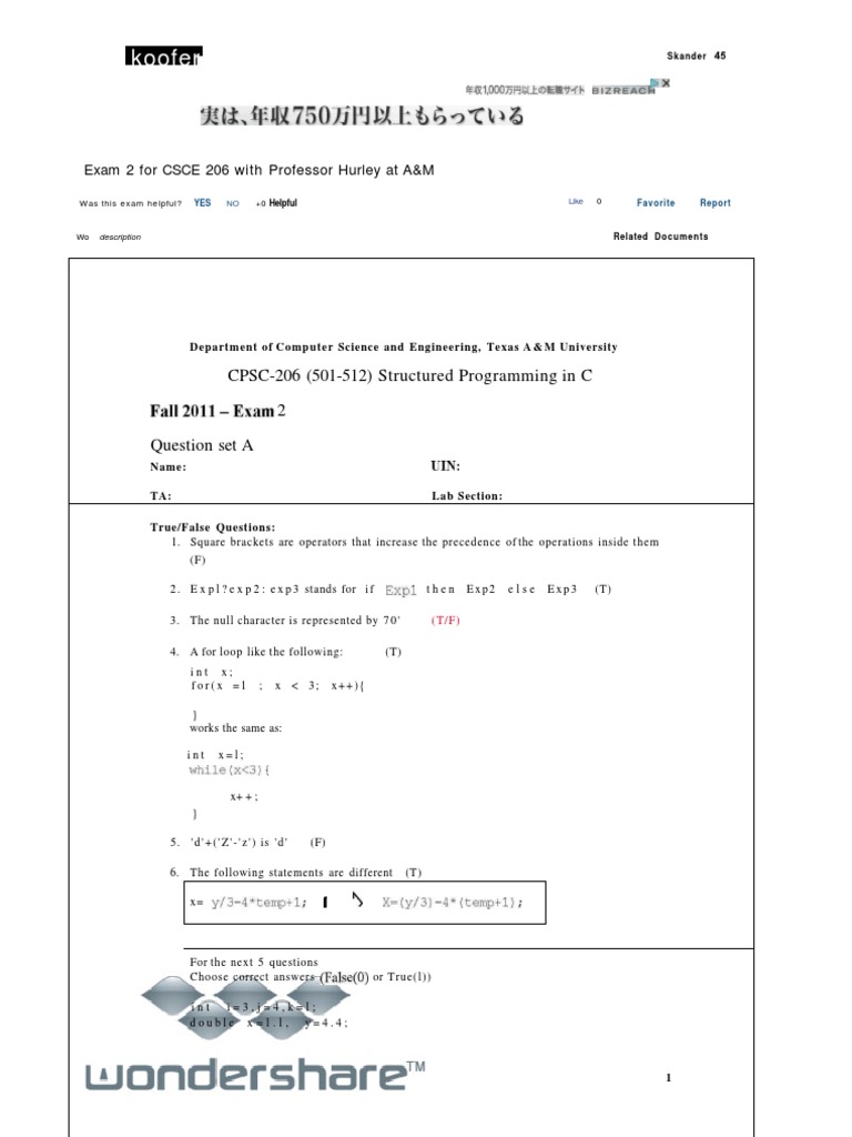 Exam 2 | PDF | Control Flow | Subroutine