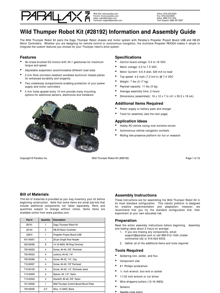 Wild Thumper Robot Guide v1.0 | PDF | Electrical Connector | Wire