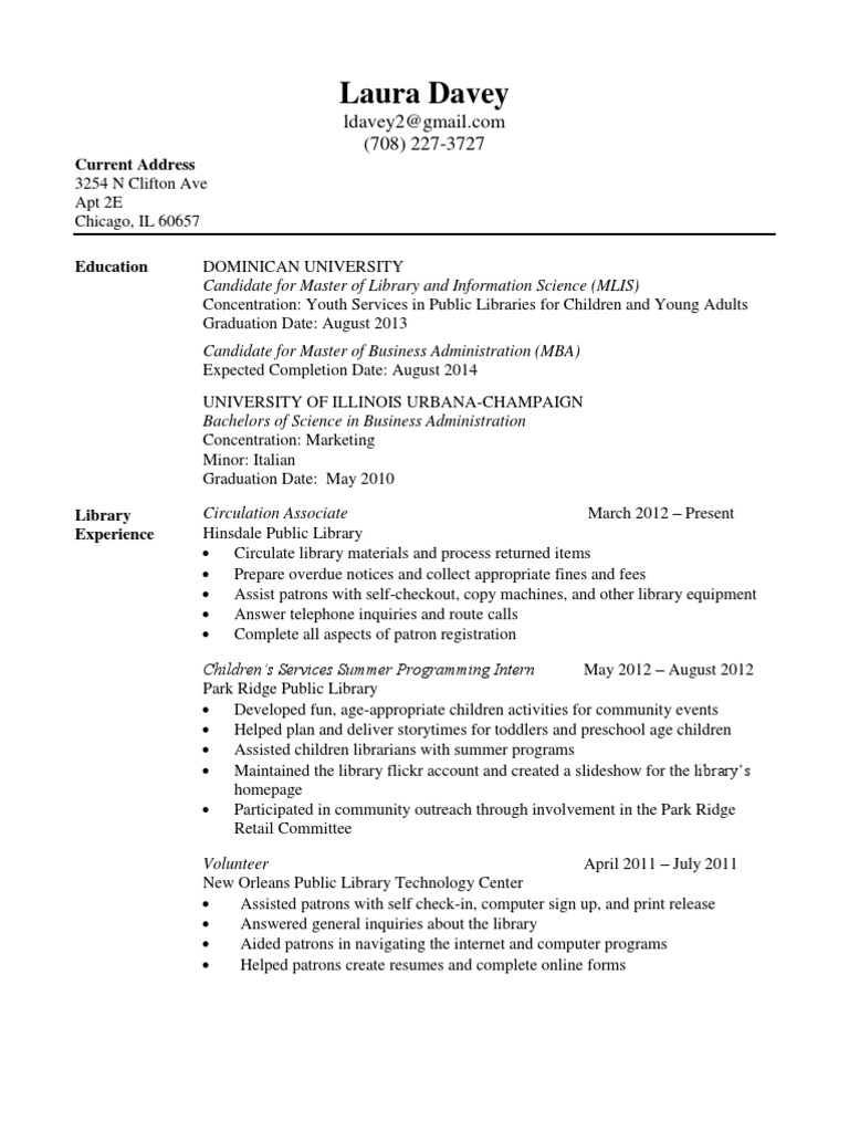 Davey 2013 Resume | PDF | Public Library | Libraries