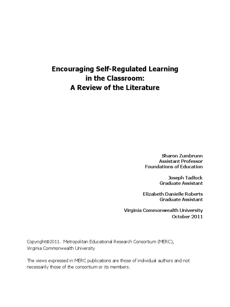 Self Regulated Learning | PDF