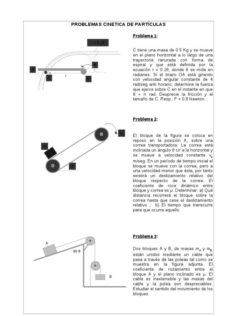Ejercicios Cinetica | PDF | Fricción | Masa