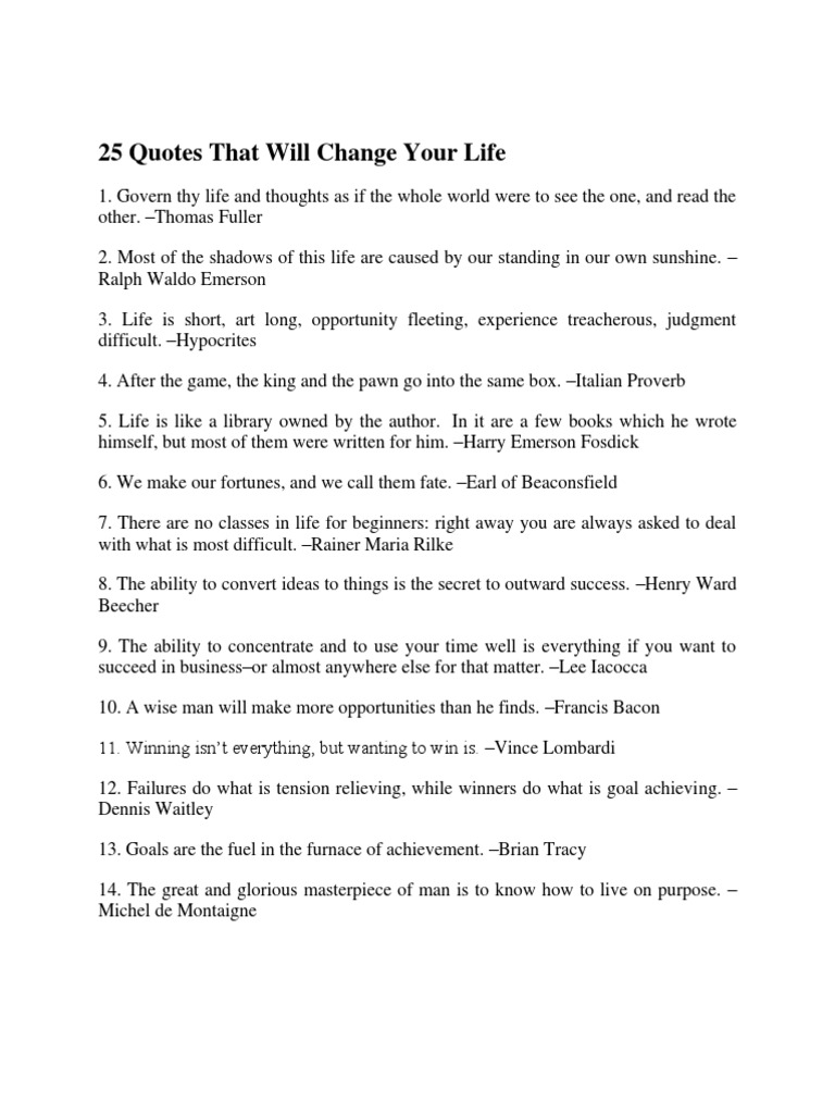 25 Quotes That Will Change Your Life | PDF