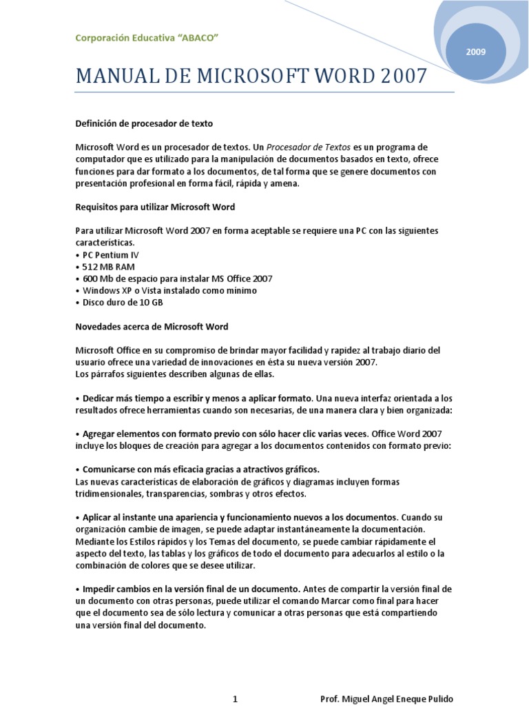 Manual de Microsoft Word 2007 | PDF | Point and Click | Microsoft Word