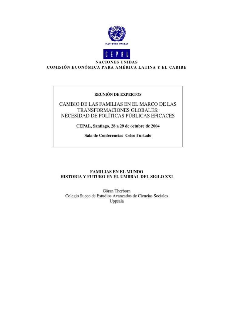 Goran Therborn - Familias en El Mundo. Historia y Futuro en El Umbral ...