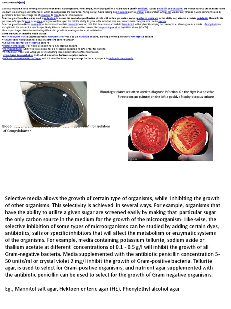 Selective Media | Growth Medium | Clinical Pathology