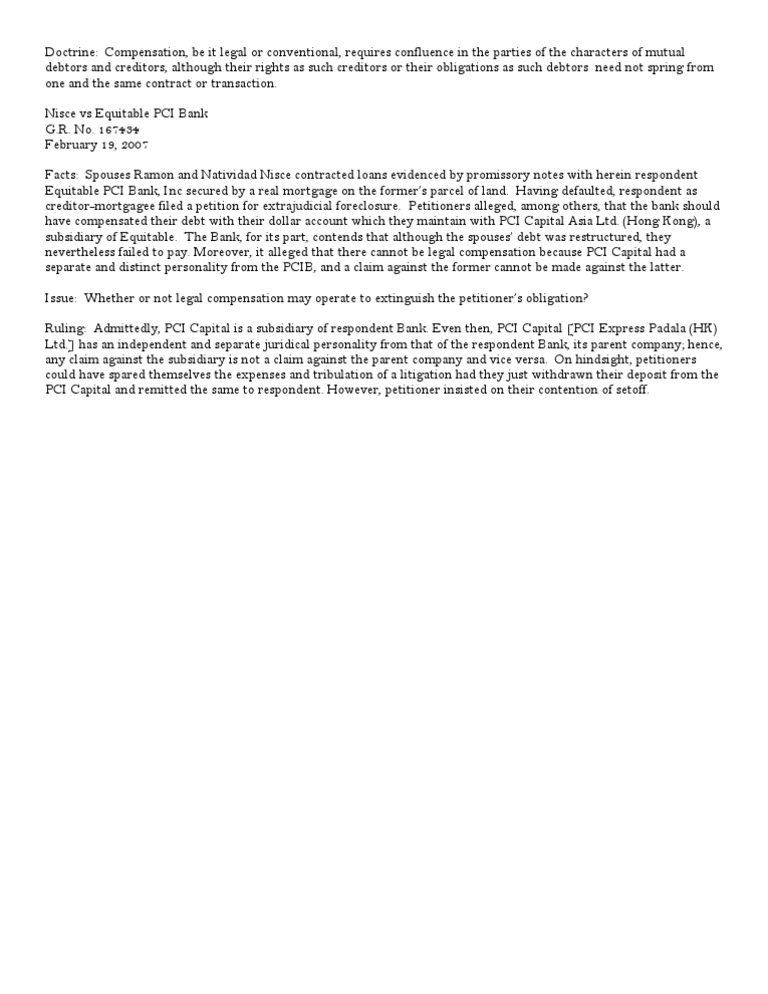 81 - Nisce Vs Equitable PCI Bank | PDF