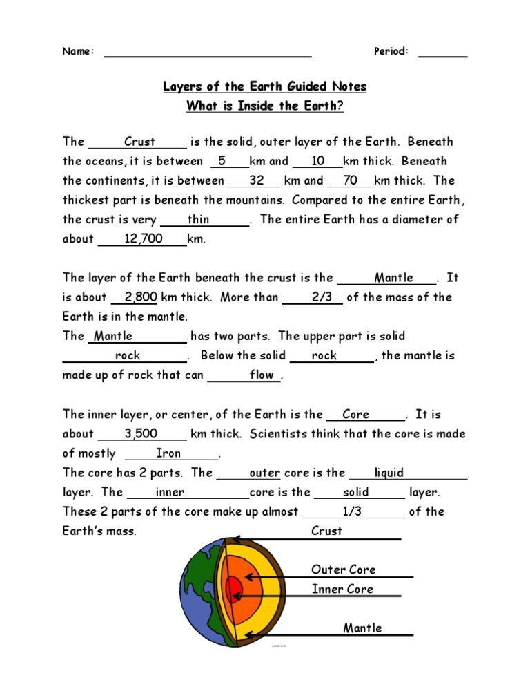 Layers of The Earth Guided Notes | PDF