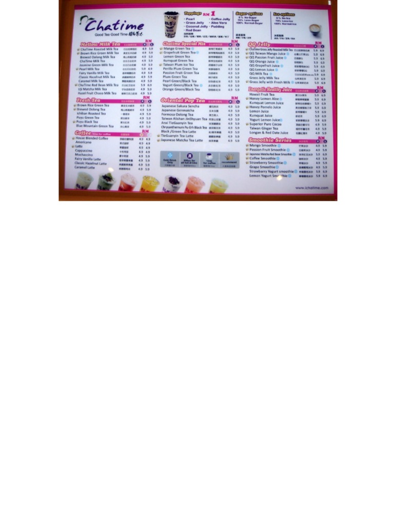 Chatime Menu | PDF