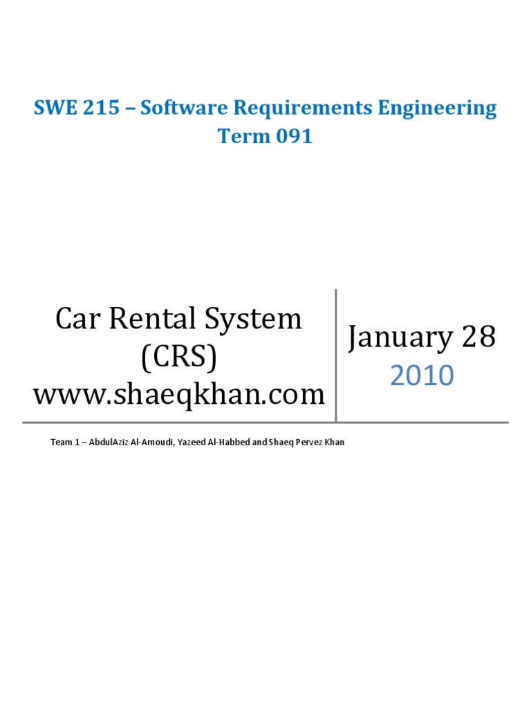Car Rental SRS Document | PDF
