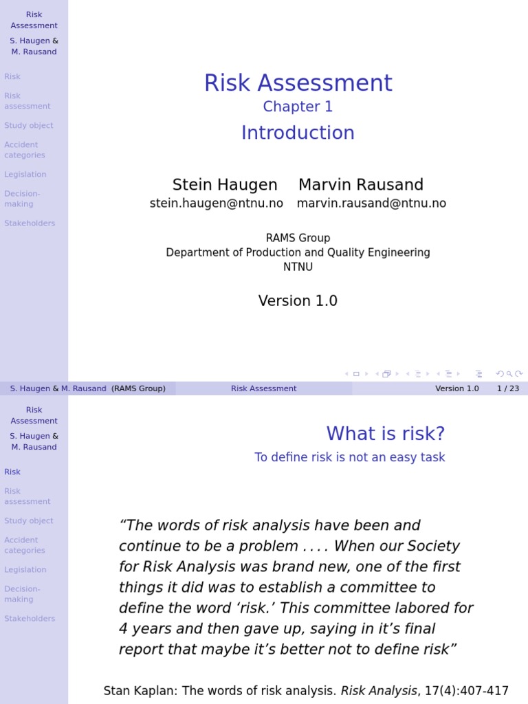 Intro | PDF | Risk Assessment | Risk