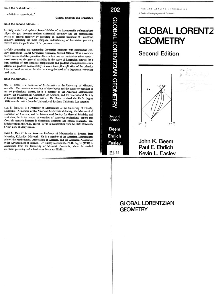 X Global Lorentzian Geometry Beem | PDF | Spacetime | Differentiable ...