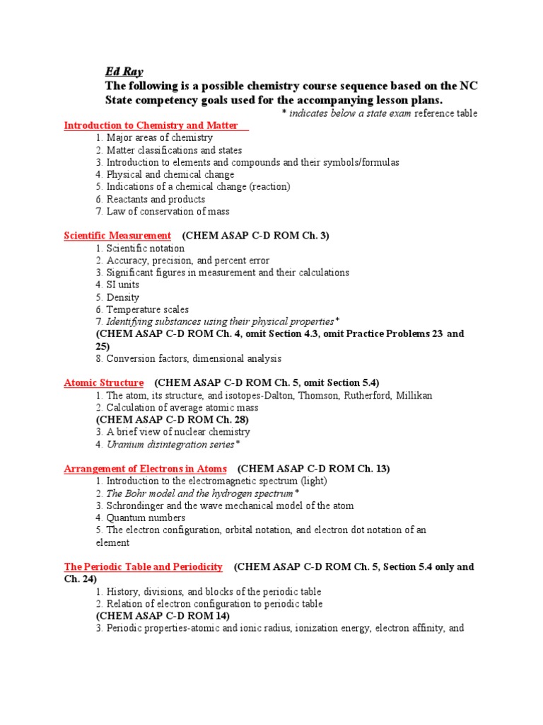 Chemistry Course Outline | Download Free PDF | Atomic Orbital ...