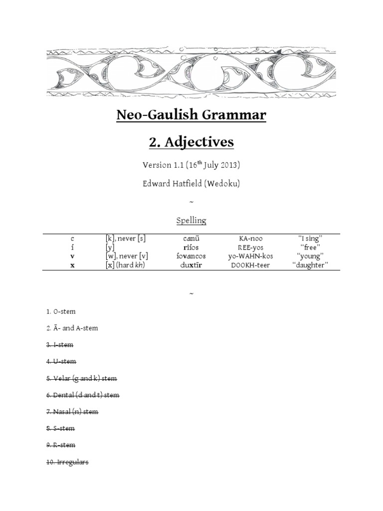 Gaulish Adjective and Number Declension | PDF | Art