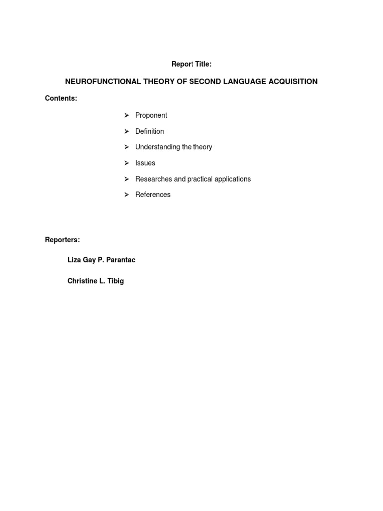 Neurofunctional Theory | PDF | Second Language Acquisition | Language ...