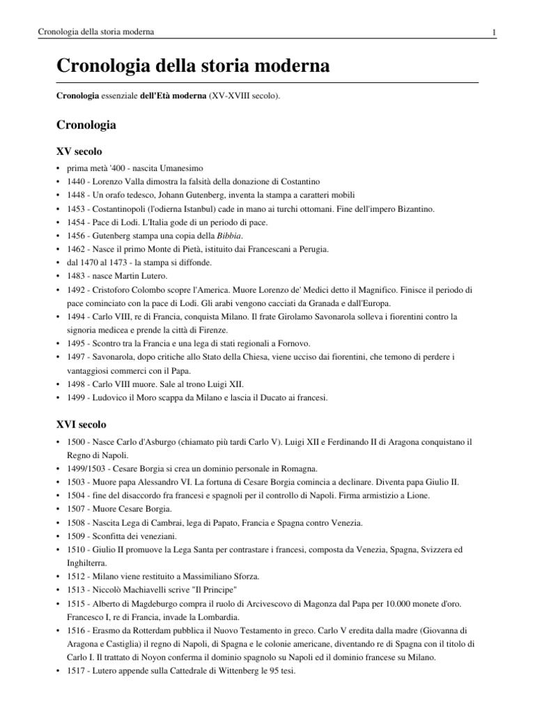 Cronologia Della Storia Moderna | PDF
