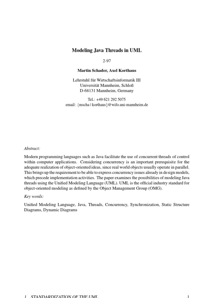 How To Model Java Thread in UML | PDF | Message Passing | Unified ...
