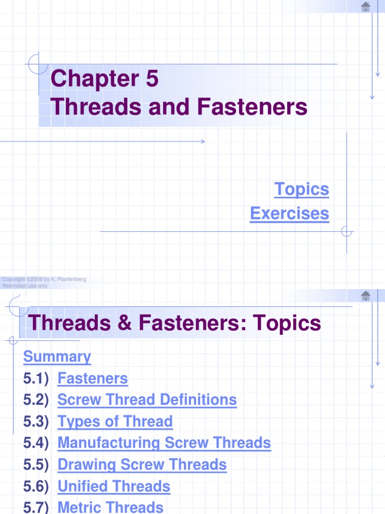 Chapter 5 - Threads and Fasteners | PDF | Screw | Joining