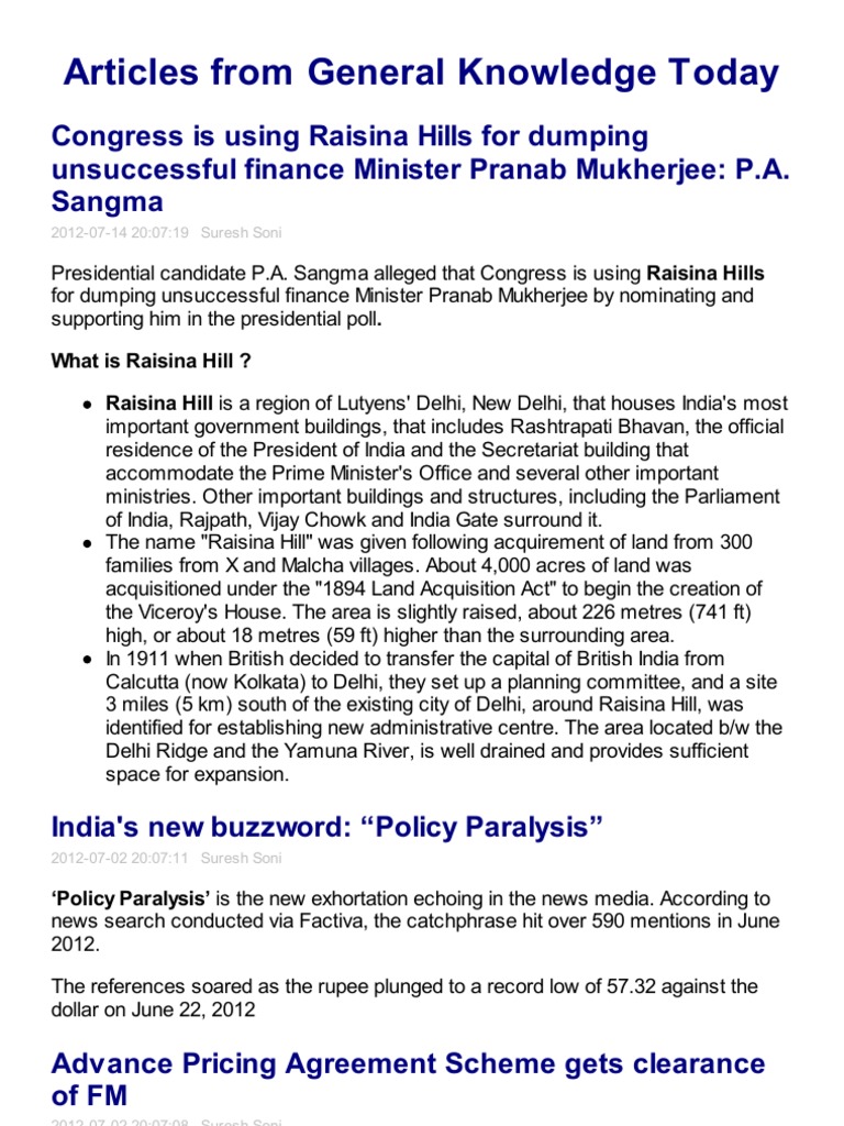 General Knowledge Today | Download Free PDF | New Delhi | Motorola