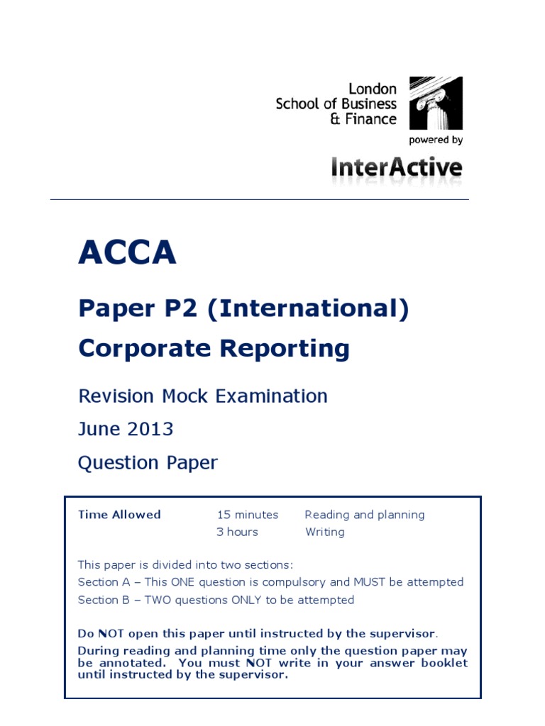ACCA P2 Revision Mock June 2013 QUESTIONS Version 5 FINAL at 24 Feb ...