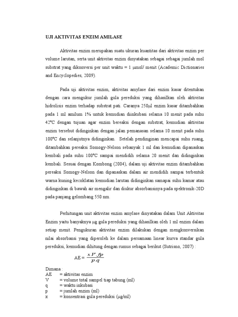 UJI AKTIVITAS ENZIM AMILASE Tebaru | PDF