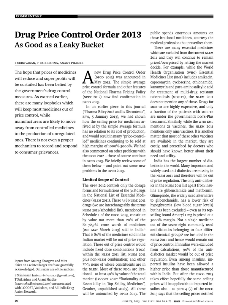 Drug Price Control Order 2013 | PDF | Pharmaceutical Drug | Hypoglycemia