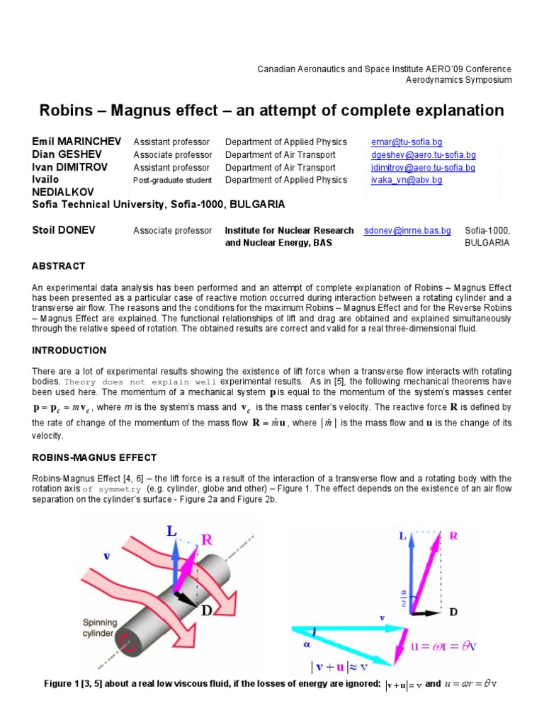 Robins - Magnus Effect - An Attempt of Complete Explanation | PDF ...