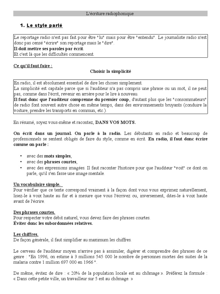 Écriture Radiophonique : Guide Pratique | PDF | Langues