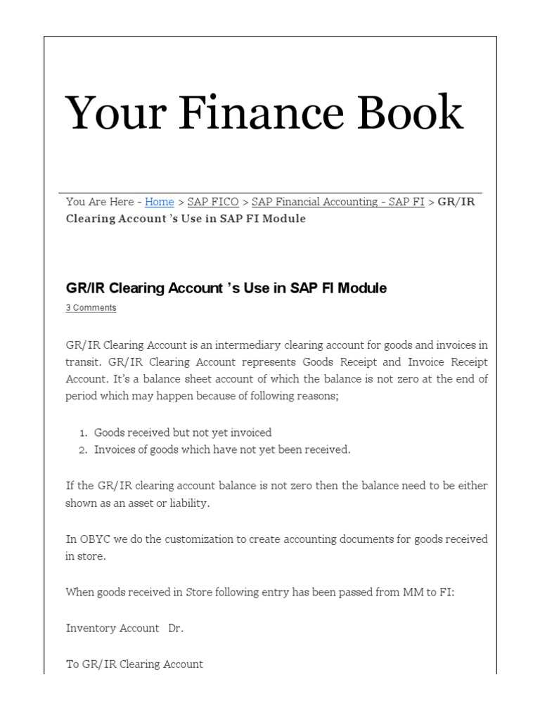 What is GR_IR in FI | Corporate Jargon | Debits And Credits