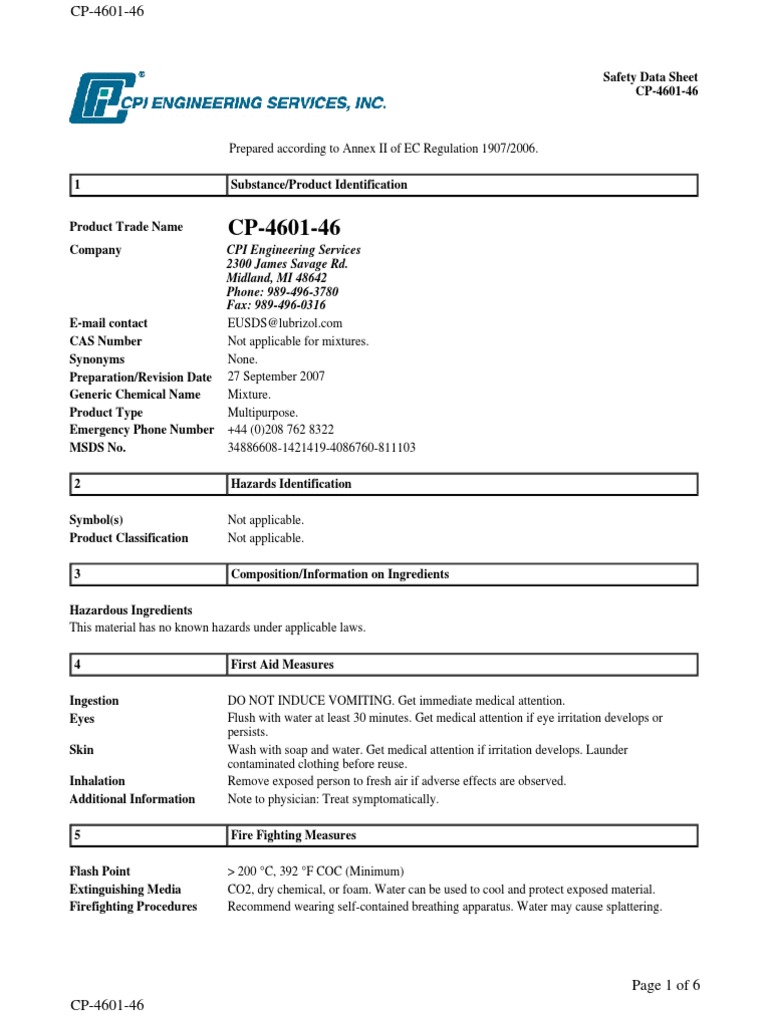 CP-4601-46 msds | Toxicity | Chemistry