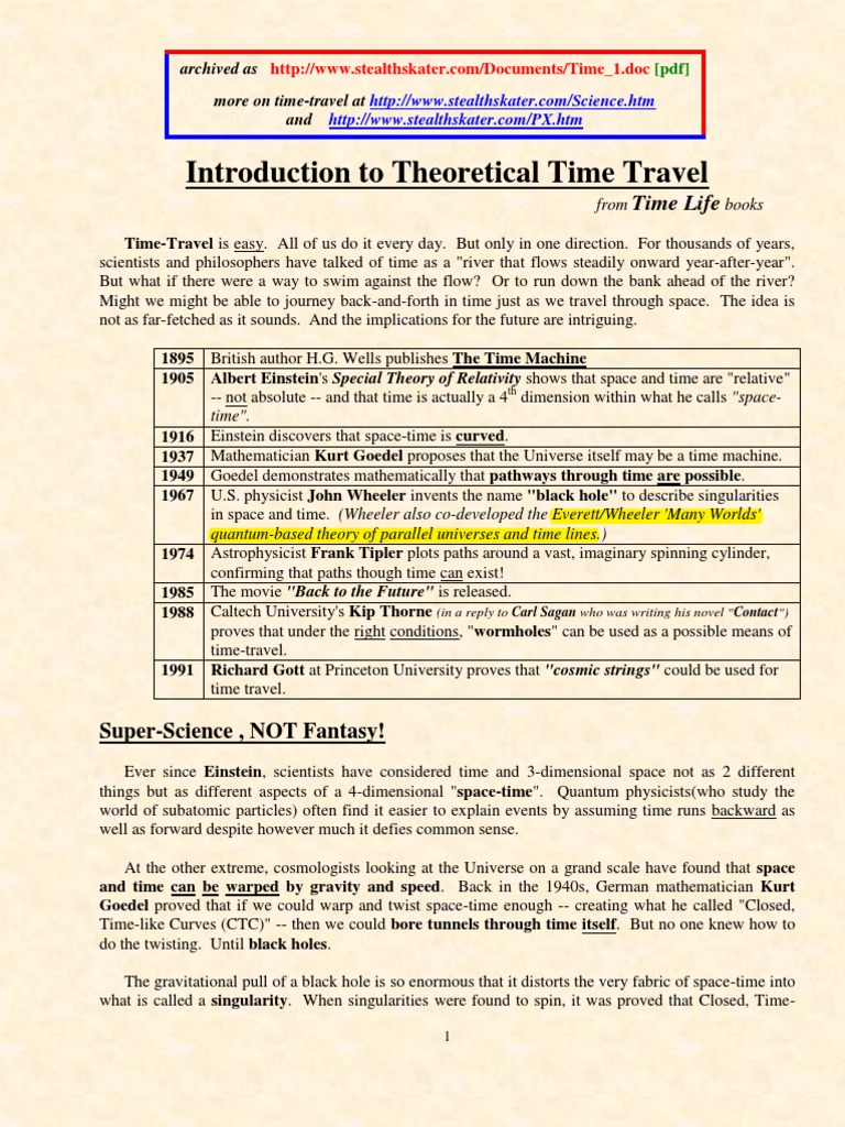 Theoretical Time Travel Explained | PDF | Time Travel | Spacetime