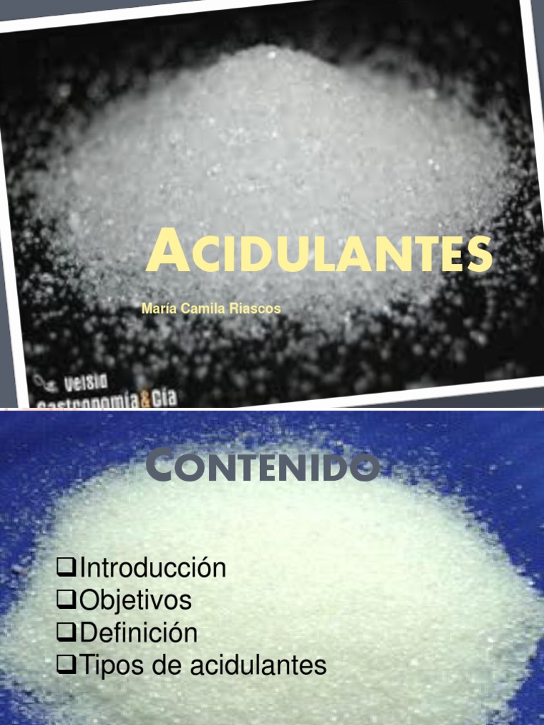 Acidulantes - PPTX Diapositivas Di | PDF | Gusto | Alimentos