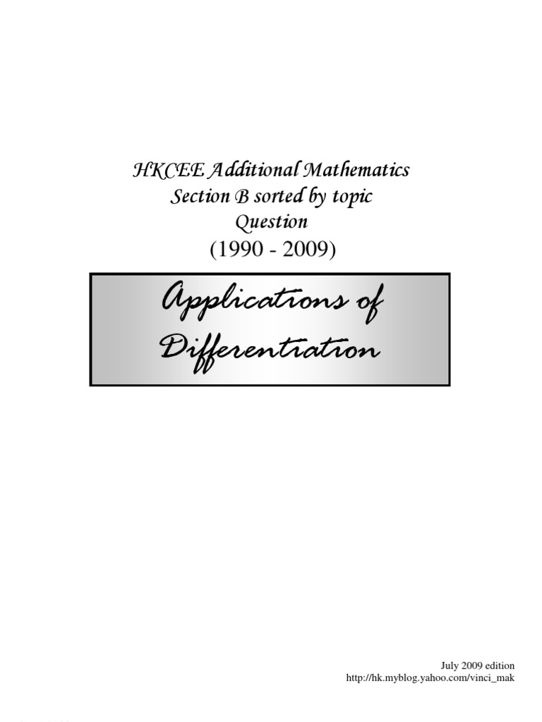 Applications of Differentiation - Q | PDF