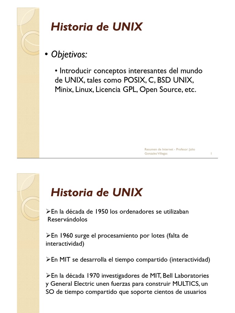 Historia y evolución de UNIX | PDF | Unix | Ciencias de la Computación