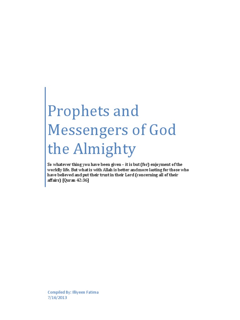 Prophets and Messengers of God The Almighty | PDF | Prophets And ...