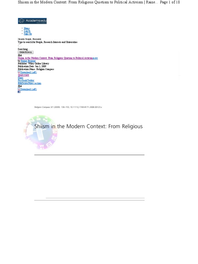 Shiism in The Modern Context Fro | PDF | Shia Islam | Islamic Branches