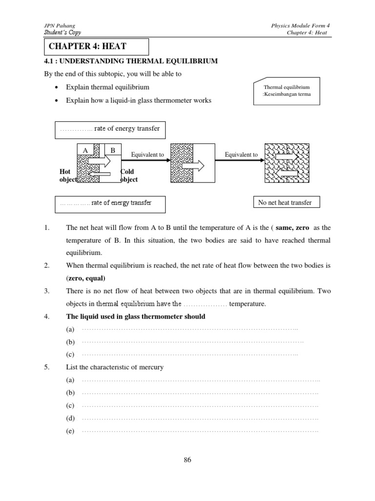 Physics Form 4 Chapter 4 | PDF | Heat | Temperature