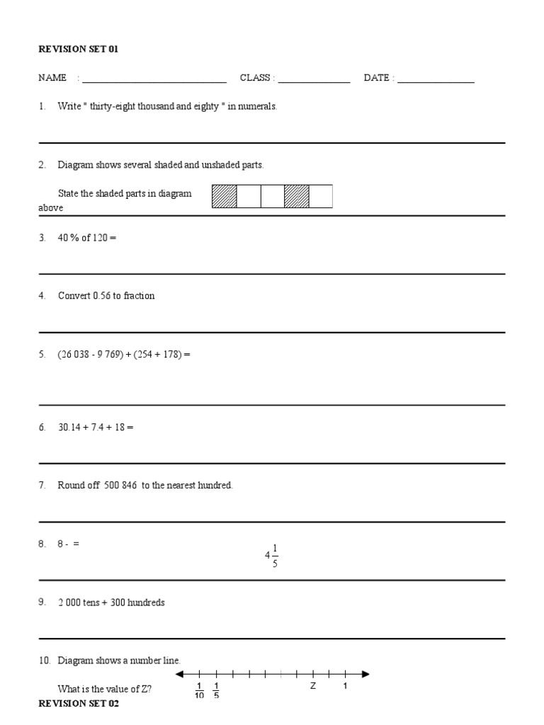 UPSR Mathematics Revision Set 1 | PDF | Diagram | Clock