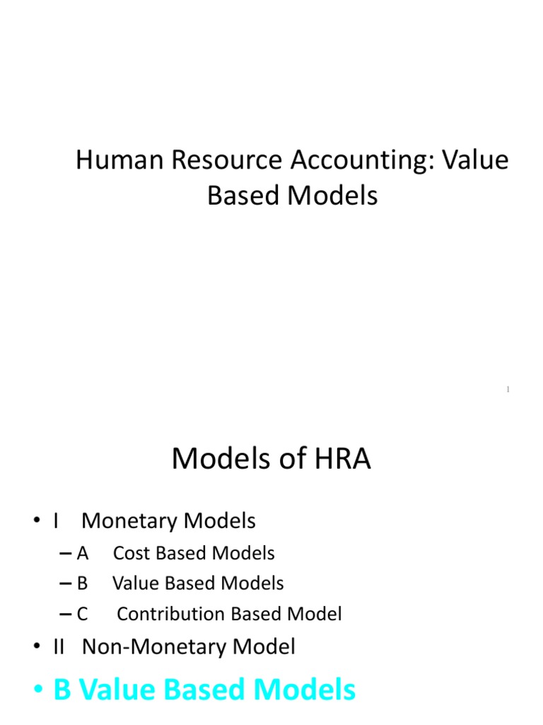 HRA Models - Value Based Models | PDF | Goodwill (Accounting ...