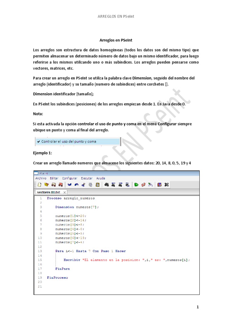 Arreglos Pseint | PDF