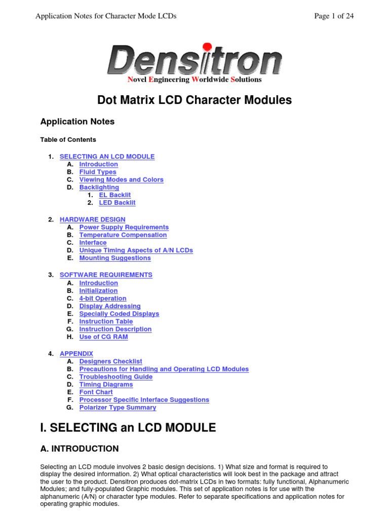 Dot Matrix LCD Character Modules: Application Notes | PDF | Backlight ...