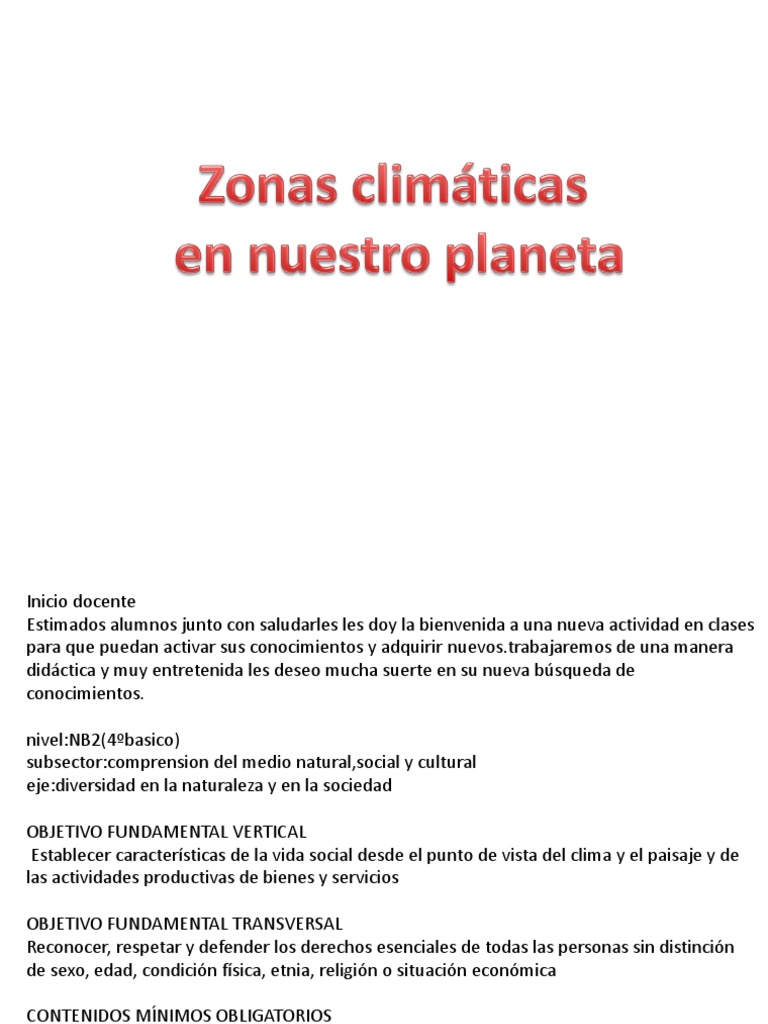 Zonas Climaticas en Nuestro Planeta | PDF