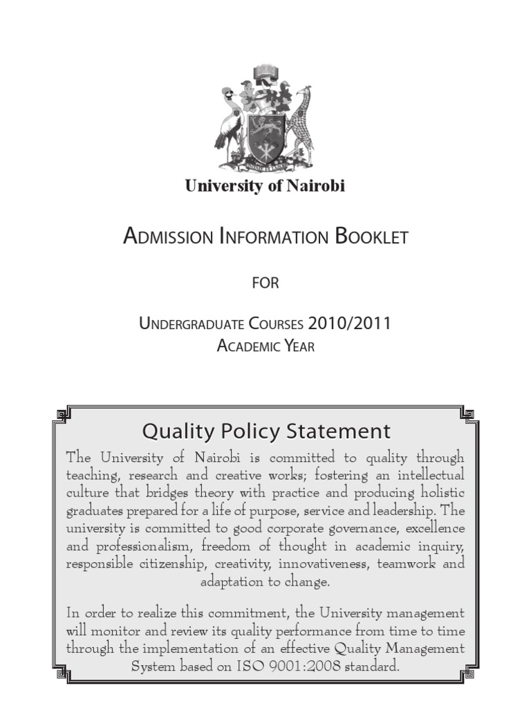 UoN Admission Book | PDF | Bachelor Of Science | Bachelor's Degree